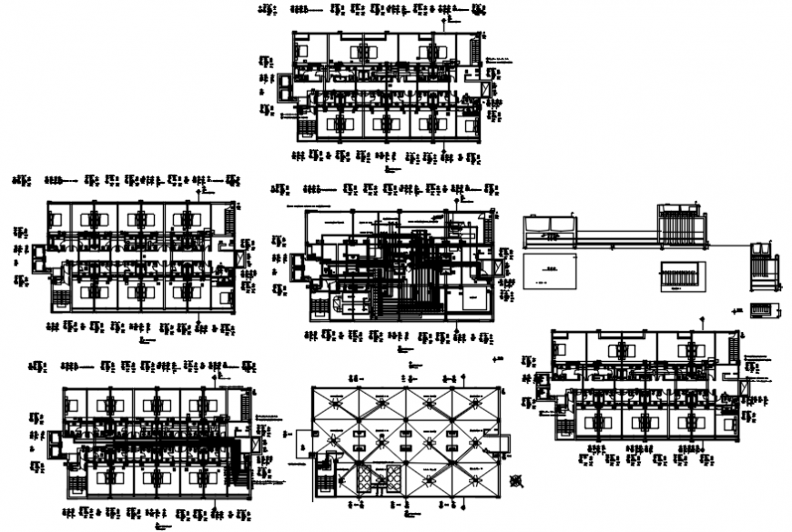 High rise commercial building elevation section view and plan view ...