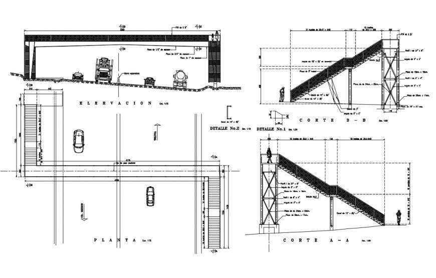 Pedestrian bridge structural detail drawing in dwg AutoCAD file. - Cadbull Pedestrian bridge structural detail drawing in dwg AutoCAD file. - Cadbull