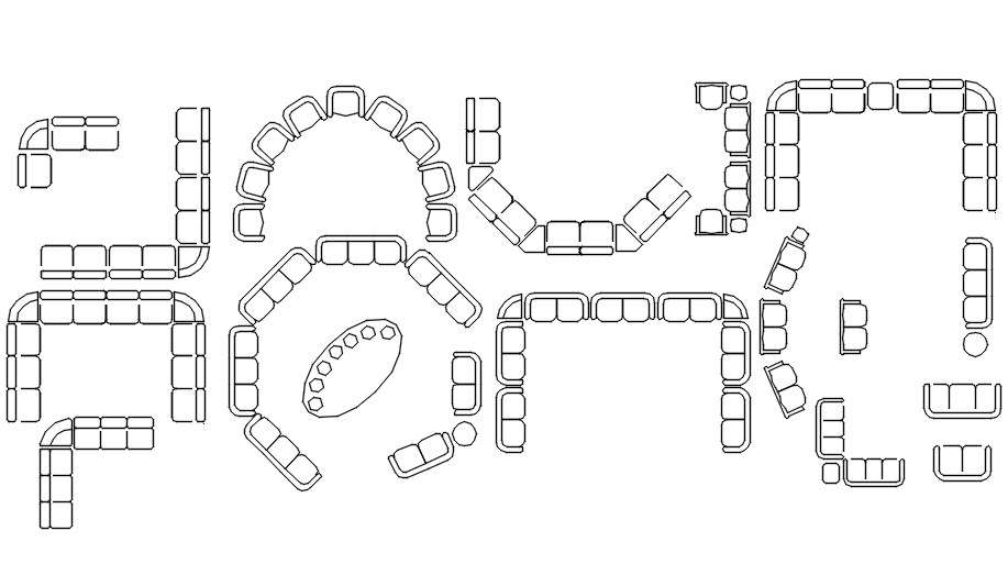 12 Seater Sofa Cad Blocks In Autocad Dwg File Cadbull