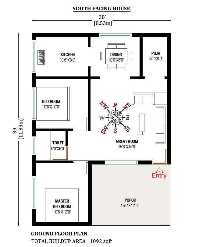 28 x39 south-facing 2bhk house plan cad drawing file free. Download ... 28 x39 south-facing 2bhk house plan cad drawing file free. Download ...
