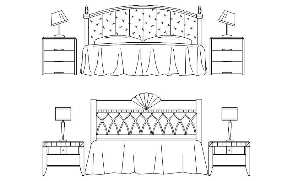 2d Blocks Of Modern Beds Autocad Drawing Cad File Dwg File Cadbull