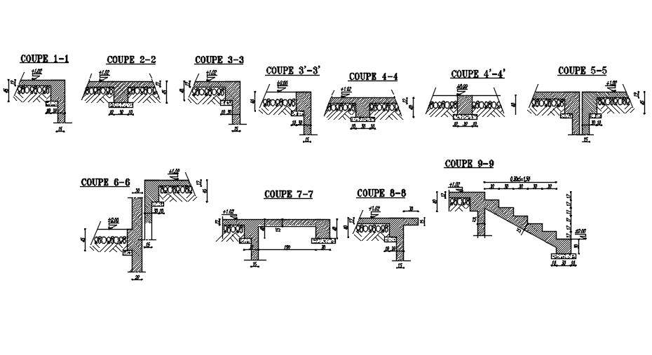 2d Design Of Different Cross Sections Of The Structure In Autocad Drawing Cad File Dwg File