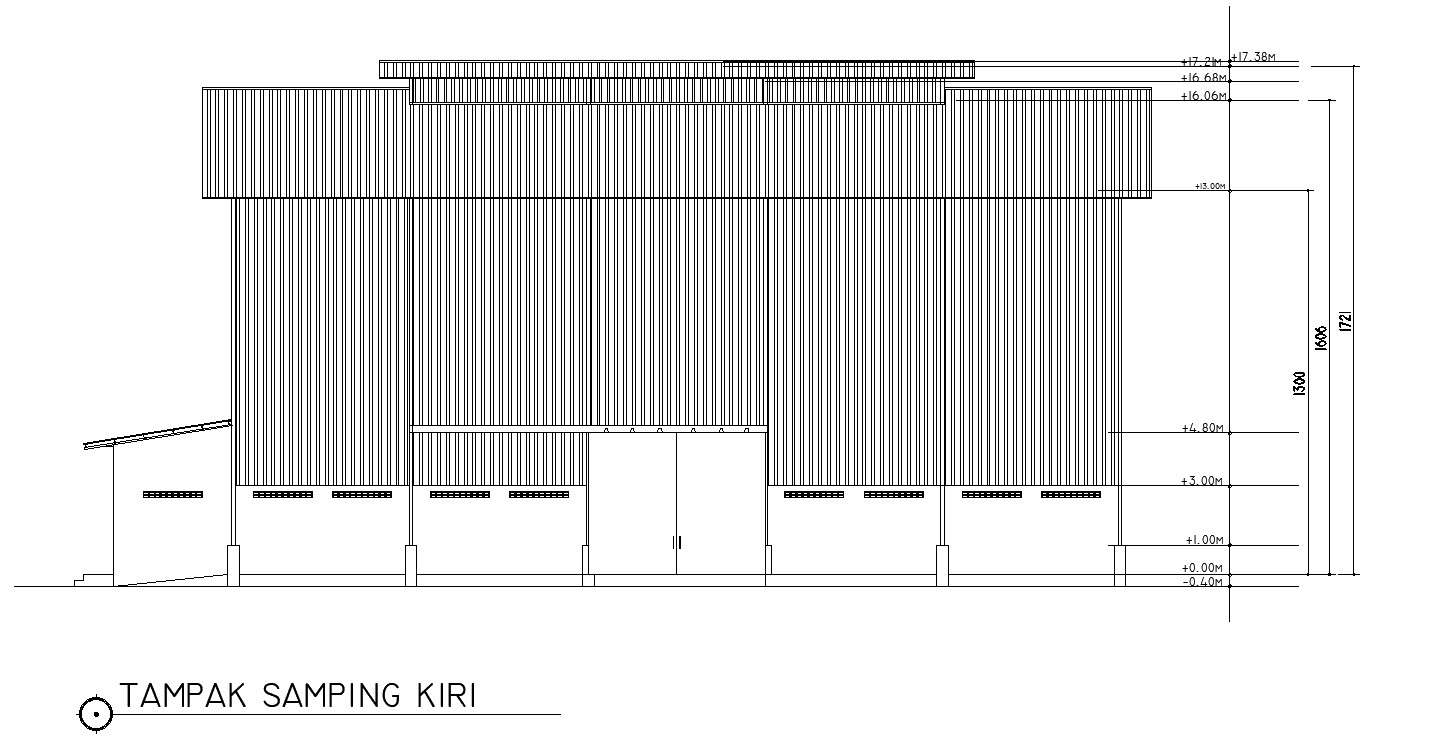 2d Design Of Left Side Elevation Of Factory With Dimensions And Details In Autocad Drawing Cad