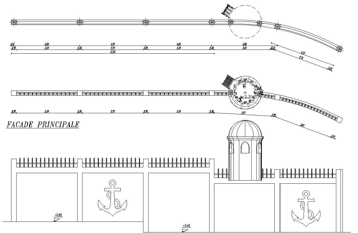 2d Design Of Outer Wall Section And Elevation In Detail Autocad Drawing Cad File Dwg File