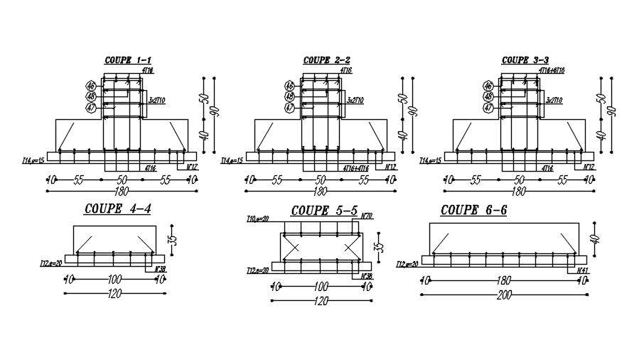 2d Drawing Of Cross Sections Of Footing With Reinforcement Details In Autocad Design Cad File