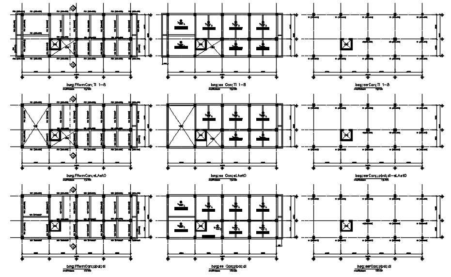 2d Drawing Of Column Layout Plan Autocad Drawing Cad File Dwg File