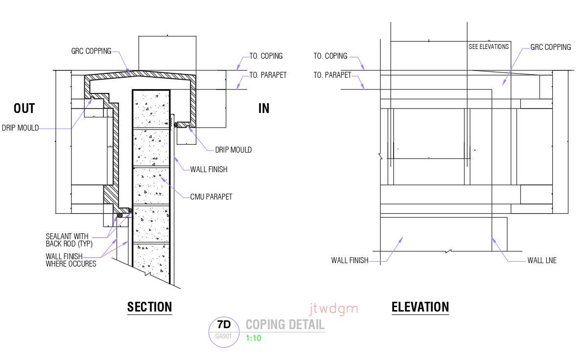 2D drawing of section and elevation of coping detail in AutoCAD, CAD ... 2D drawing of section and elevation of coping detail in AutoCAD, CAD ...