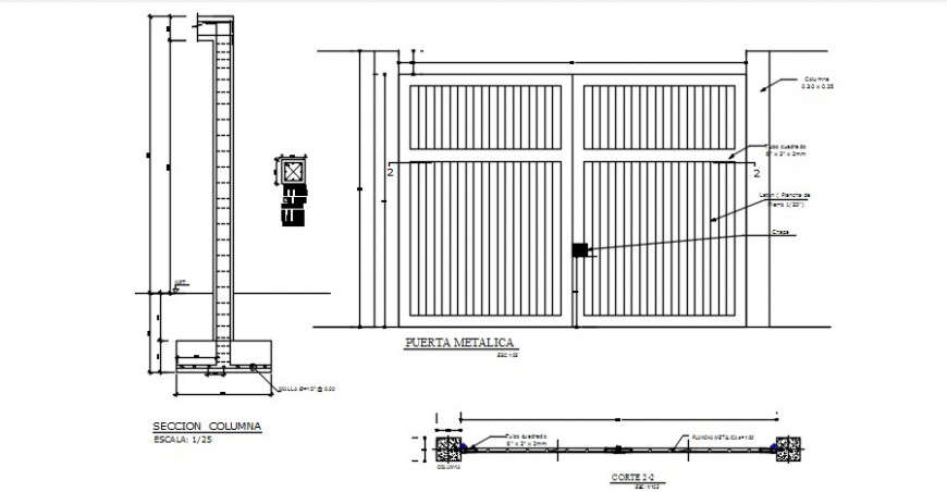 2d Drawings details of entrance gate with foundation details dwg file ...