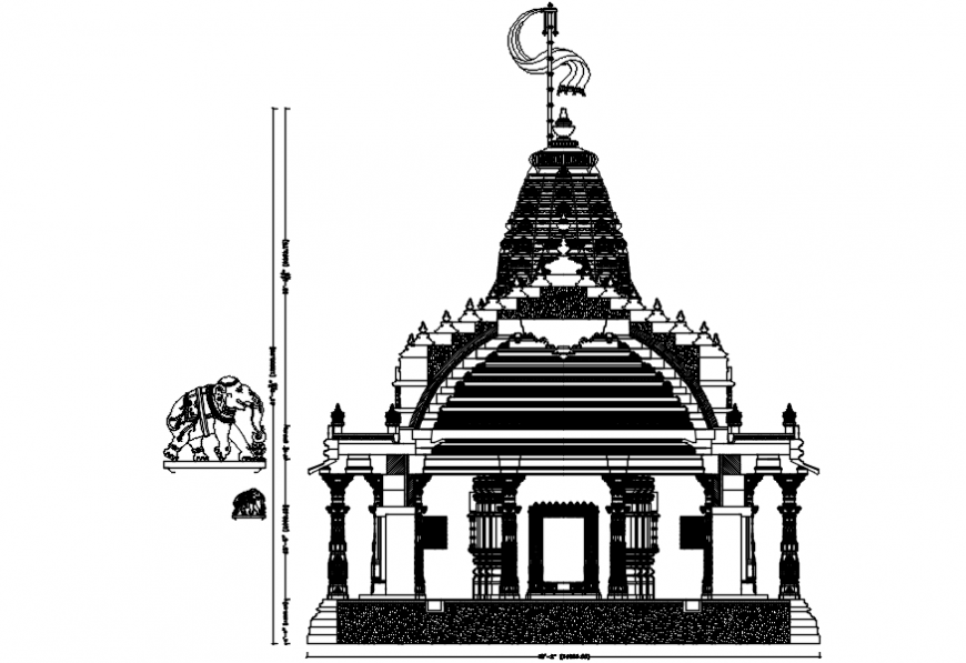 2d front side elevation design temple dwg file - Cadbull 2d front side elevation design temple dwg file - Cadbull