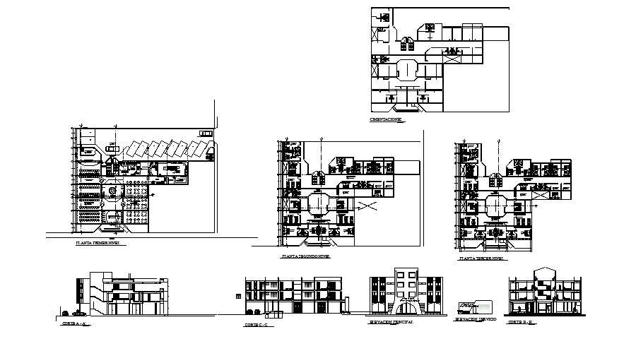 3 storey hotel building with section and elevation in AutoCAD 3 storey hotel building with section and elevation in AutoCAD