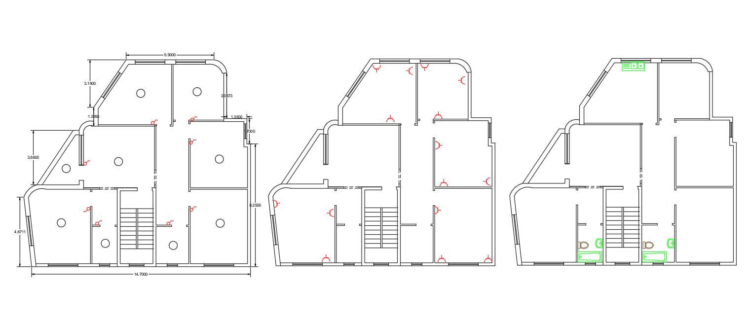 3 BHK Apartment House Plan Electrical Layout Plan - Cadbull 3 BHK Apartment House Plan Electrical Layout Plan - Cadbull