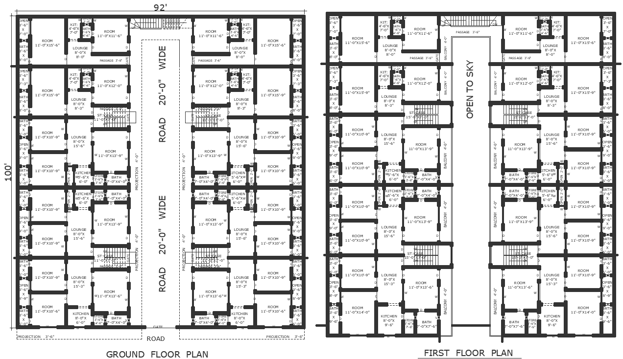 3 BHK apartment design on plot size of 92ft X 100ft with 20ft wide road ... 3 BHK apartment design on plot size of 92ft X 100ft with 20ft wide road ...