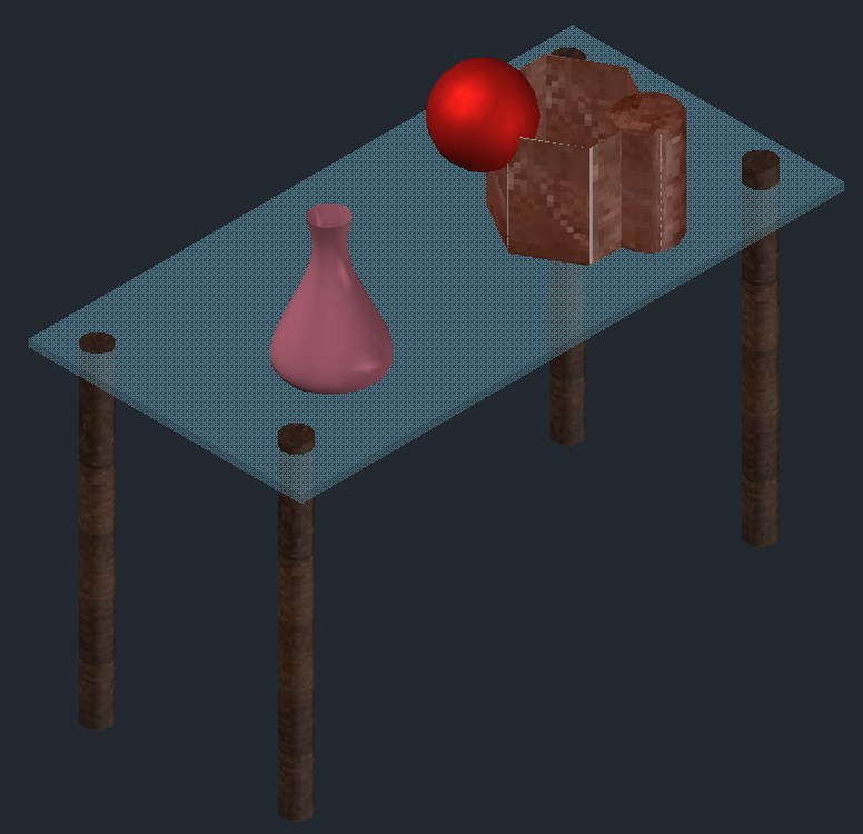 3d Design Of Table And Different Objects In Autocad Drawing Cad File