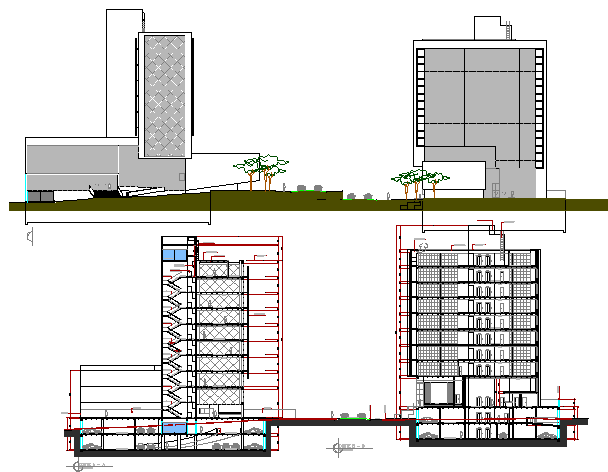 All sided elevation and sectional details of multi-flooring college ... All sided elevation and sectional details of multi-flooring college ...