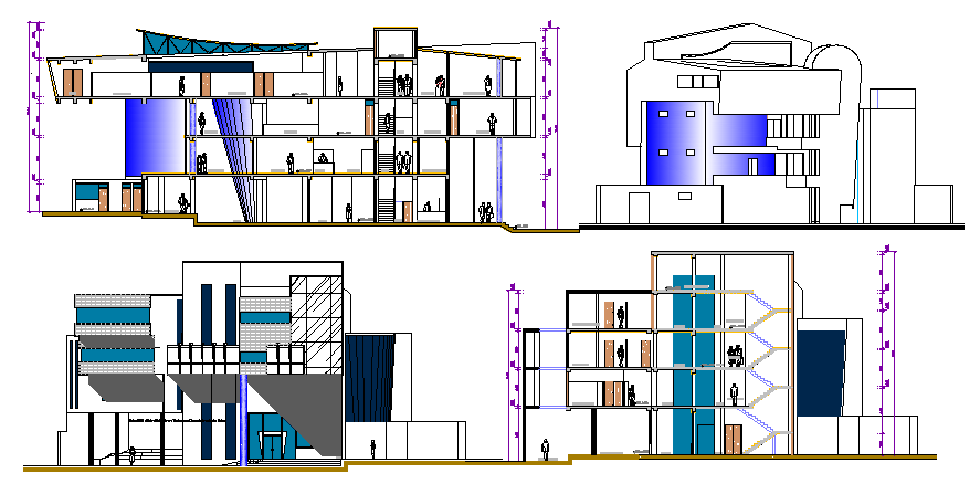 All sided elevation & sectional view, municipality corporation building ... All sided elevation & sectional view, municipality corporation building ...