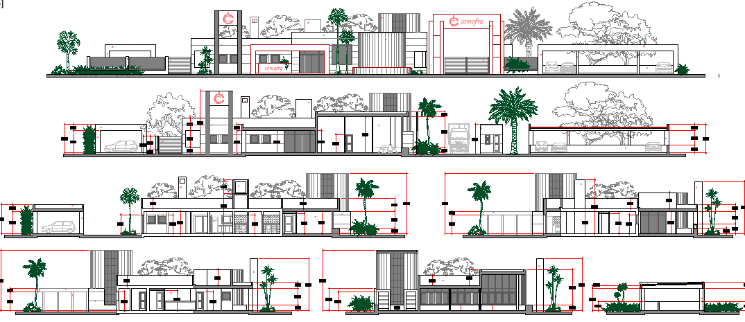 All sided elevation & sectional view of two flooring corporate office ... All sided elevation & sectional view of two flooring corporate office ...