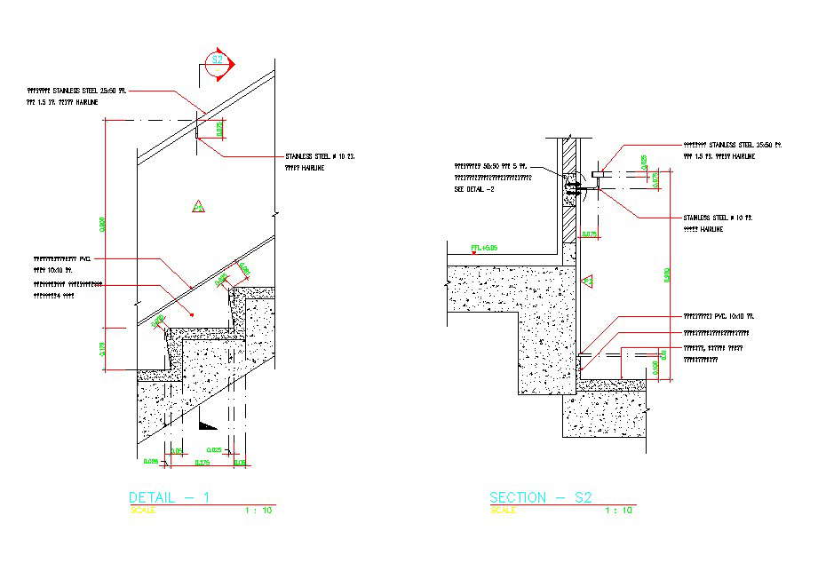 Architectural CAD 2D Drawing having details of the staircase cut ... Architectural CAD 2D Drawing having details of the staircase cut ...