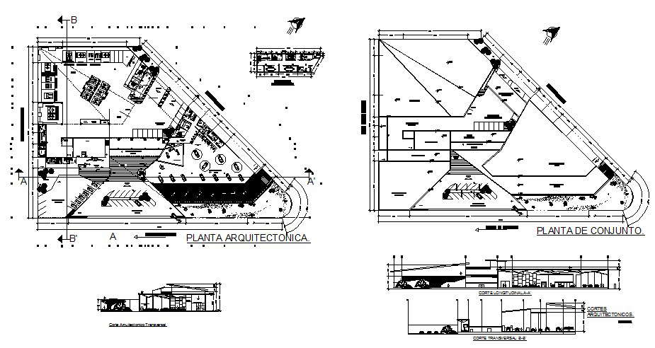 Auto-agency office building elevation, section and floor plan details ... Auto-agency office building elevation, section and floor plan details ...