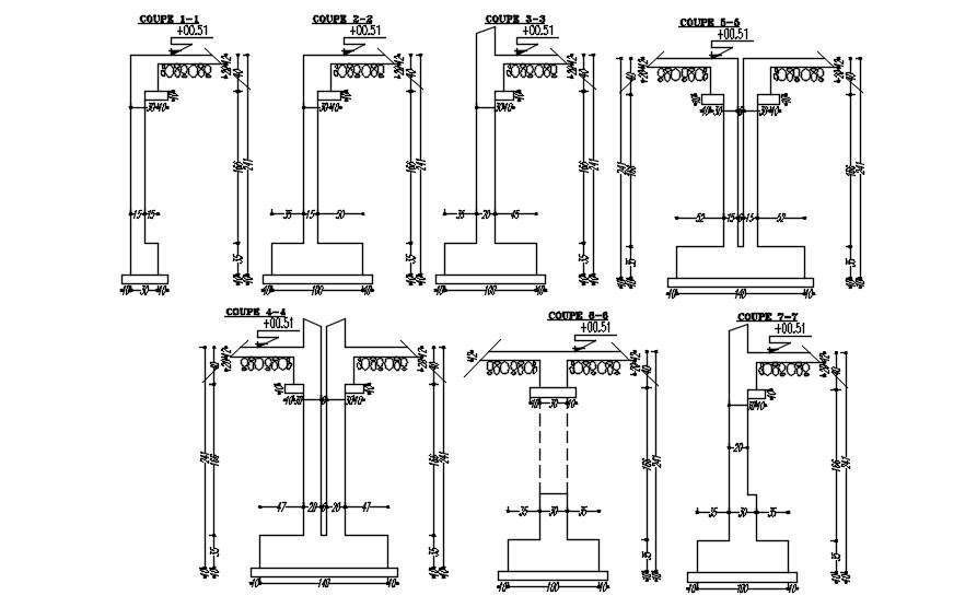 Autocad 2d Design Of Different Sections Of The Structures With Formwork Details Cad File Dwg