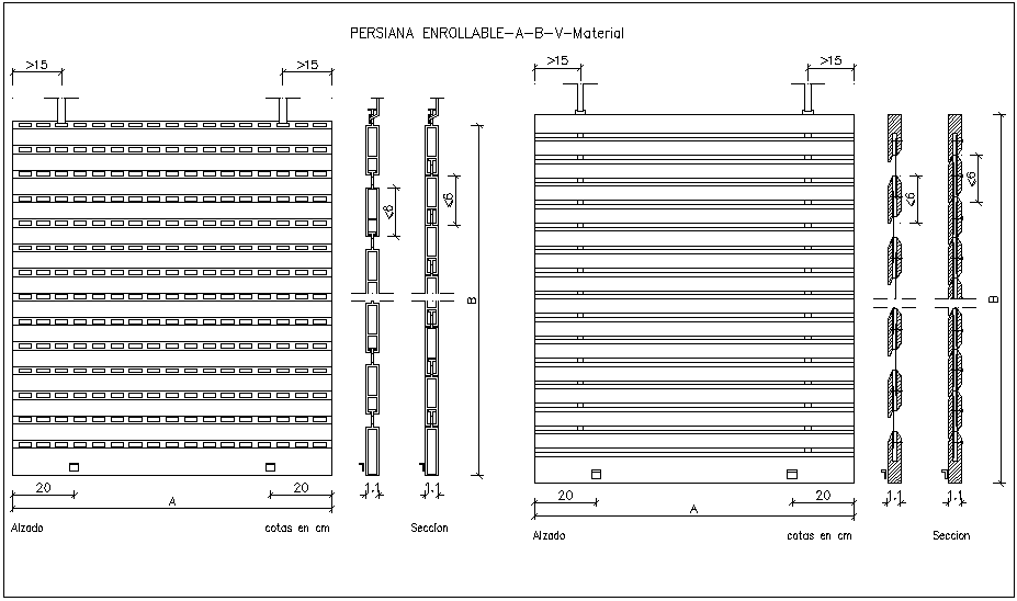Blind shutter door design view with sectional view dwg file - Cadbull Blind shutter door design view with sectional view dwg file - Cadbull