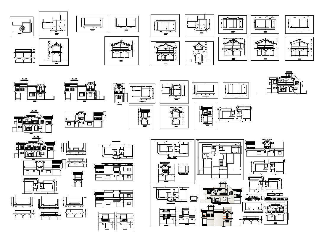 Bungalow building structure detail elevation and plan 2d view layout ... Bungalow building structure detail elevation and plan 2d view layout ...