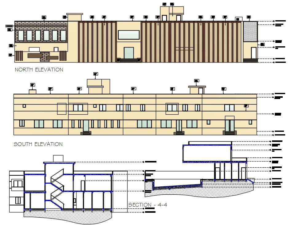 Club House Building Sectional Elevation Design DWG File - Cadbull Club House Building Sectional Elevation Design DWG File - Cadbull