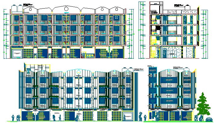 Commercial building all sided elevation and sectional details dwg file ... Commercial building all sided elevation and sectional details dwg file ...