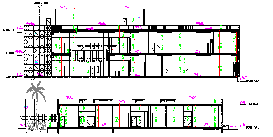Corporate Office Building section plan and elevation design dwg file ... Corporate Office Building section plan and elevation design dwg file ...