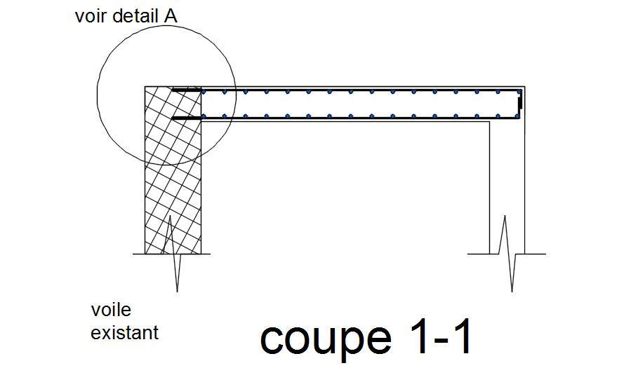 Coupe 1 1 Of The Structure With Reinforcement Details In Autocad 2d Drawing Cad File Dwg File