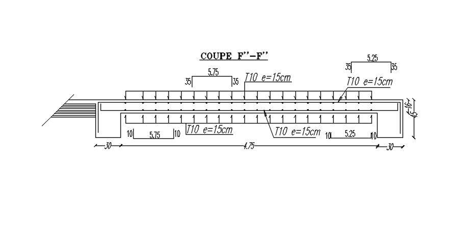 Cross Section F F Of Structure With Reinforcement Details In Autocad 2d Drawing Cad File Dwg