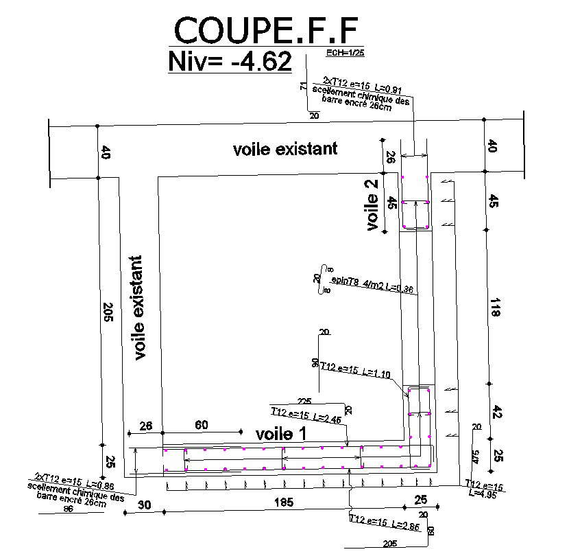 Cross Section Of Structure With Reinforcement Details In Autocad 2d Design Cad File Dwg File