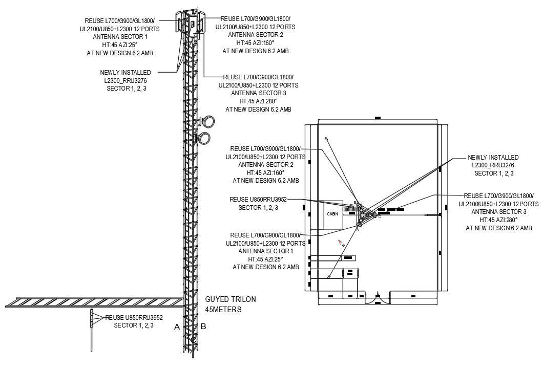 DWG Autocad drawing file shows plan and elevation detail Guyed Trylon ... DWG Autocad drawing file shows plan and elevation detail Guyed Trylon ...