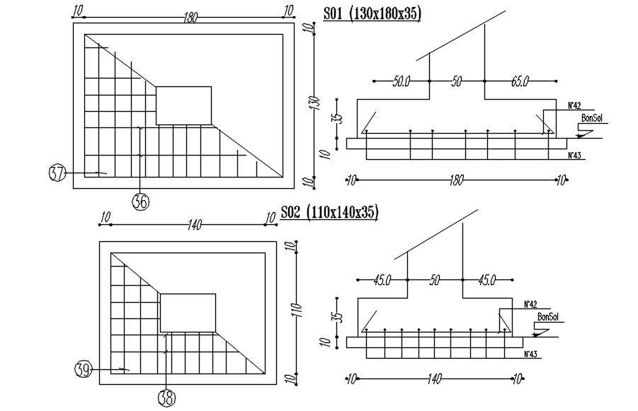 Design Of Cross Section Of The Foundation In Detail Autocad 2d Drawing