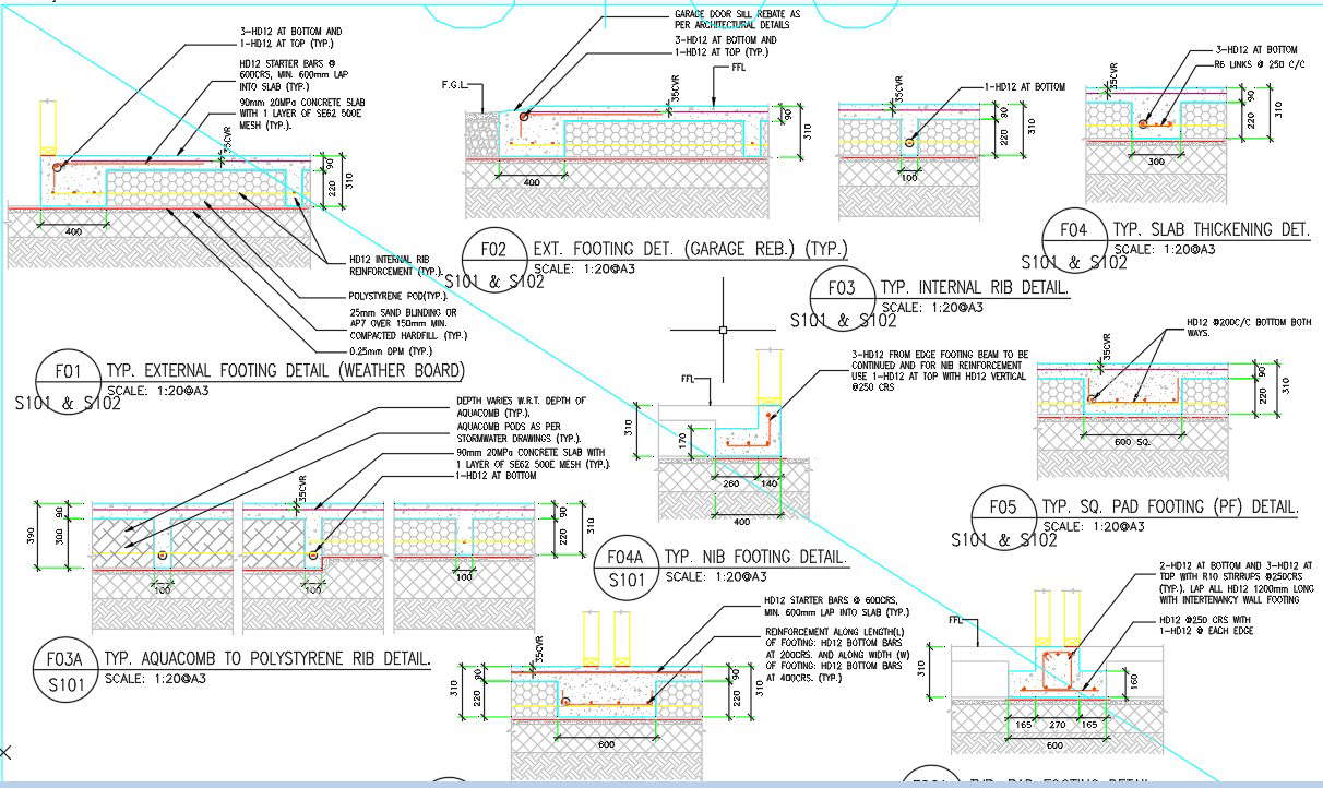 Different Structure Sections Design Are Given In Autocad 2d Drawing