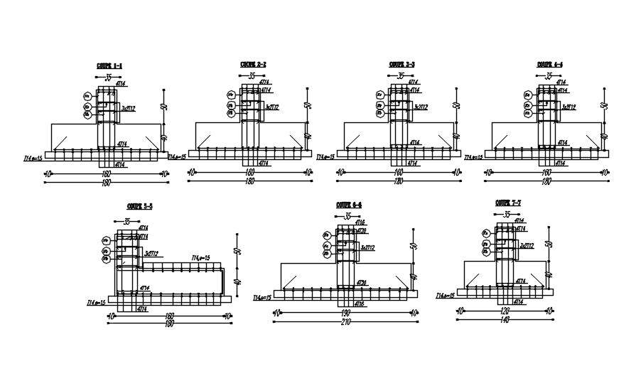 Different Type Of Reinforcement Bar Formwork Joint Layout Plan Details In Autocad 2d Dwg File