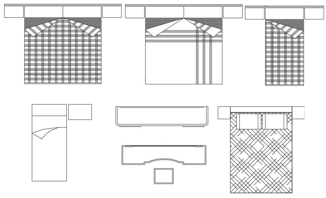 Different Types Of King And Queen Bed Block Design Autocad Furniture