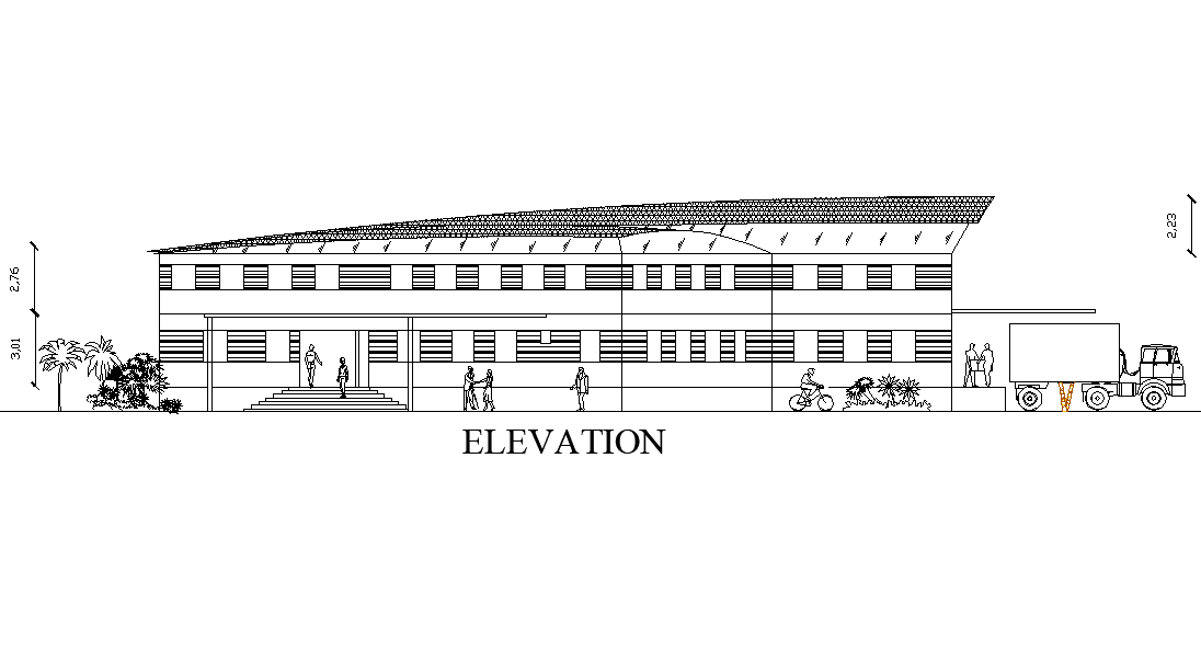 Elevation Garment factory plan detail - Cadbull Elevation Garment factory plan detail - Cadbull