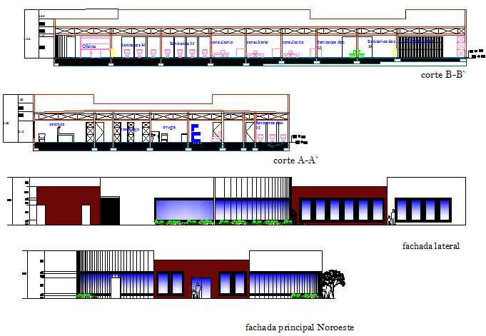 Elevation and section veterinary clinic detail dwg file - Cadbull Elevation and section veterinary clinic detail dwg file - Cadbull
