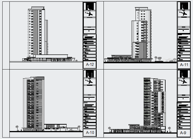 Elevation design of High rise residential building design drawing - Cadbull Elevation design of High rise residential building design drawing - Cadbull