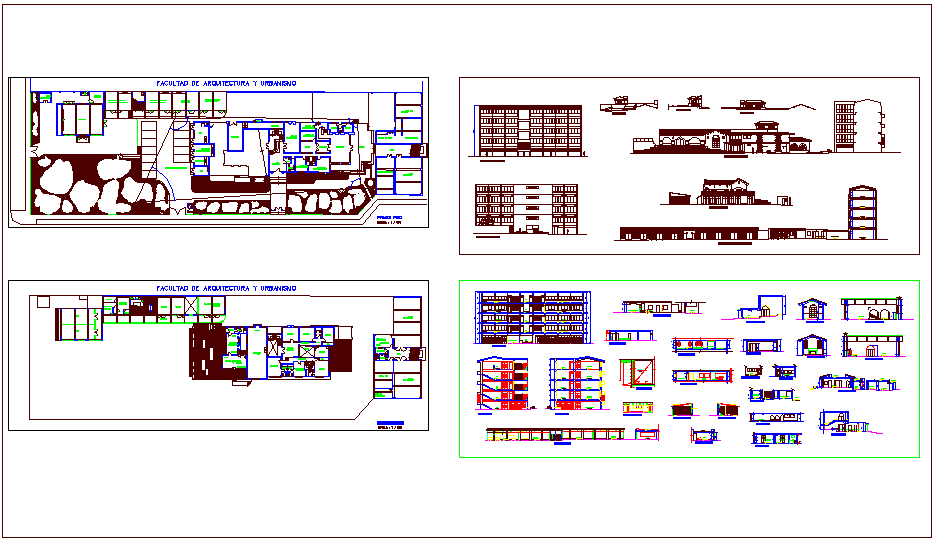Faculty of architect collage plan & elevation with section detail dwg ... Faculty of architect collage plan & elevation with section detail dwg ...