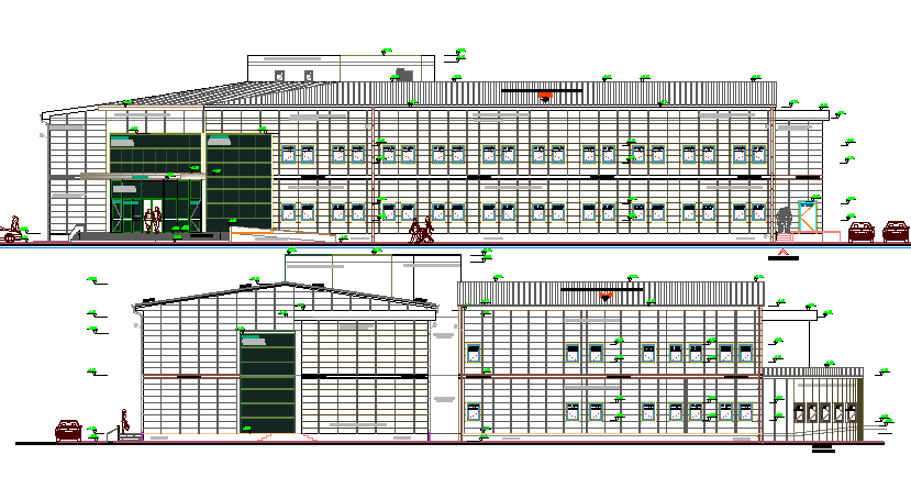 Front and back detailed elevation view of multi-flooring hospital dwg ... Front and back detailed elevation view of multi-flooring hospital dwg ...