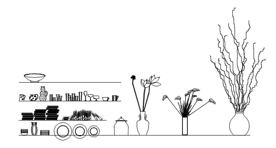 Home Decor Objects In Autocad 2d Drawing Cad File Dwg File