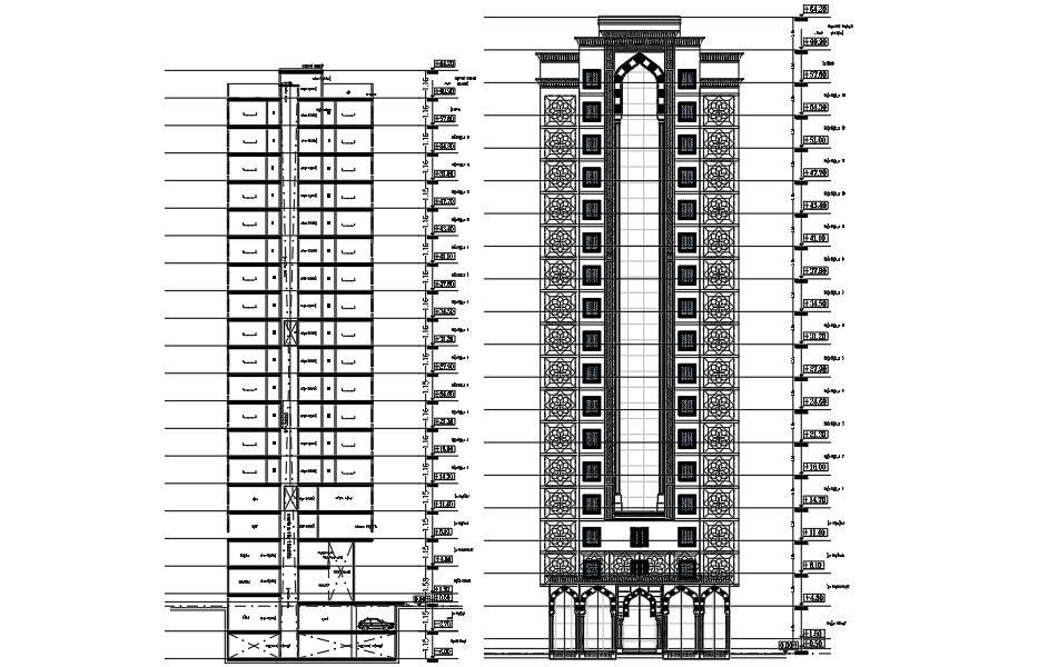 Hotel Building Sectional Elevation Design Download DWG File - Cadbull Hotel Building Sectional Elevation Design Download DWG File - Cadbull