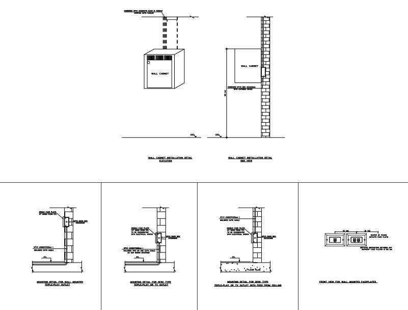 Installation detail of structured cabling detail, - Cadbull Installation detail of structured cabling detail, - Cadbull