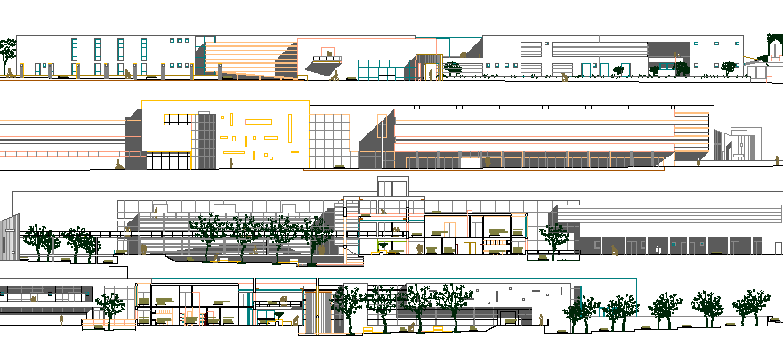 Multi-Flooring Hospital Elevation and Section Details dwg file - Cadbull Multi-Flooring Hospital Elevation and Section Details dwg file - Cadbull