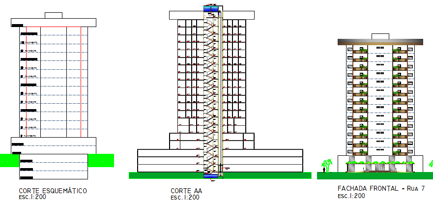Multi-functional building elevation and sectional details dwg file ... Multi-functional building elevation and sectional details dwg file ...