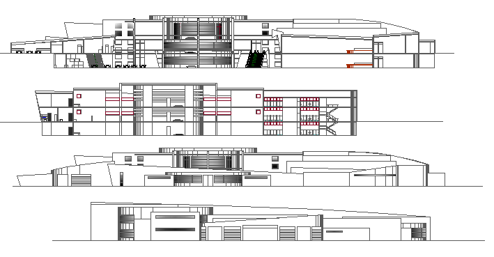 Multi-level shopping center elevation and sectional details dwg file ... Multi-level shopping center elevation and sectional details dwg file ...