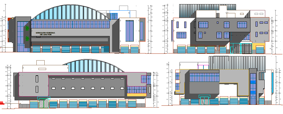 Multi-level shopping center elevation and sectional details dwg file ... Multi-level shopping center elevation and sectional details dwg file ...