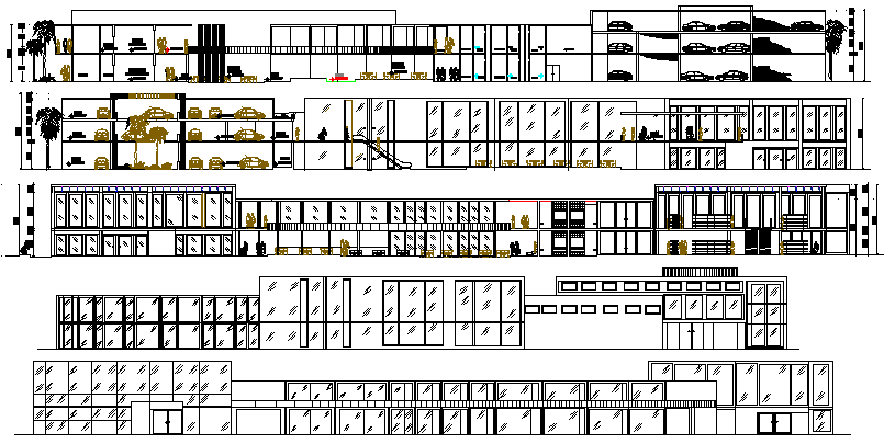 Multi-level shopping mall elevation and sectional details dwg file ... Multi-level shopping mall elevation and sectional details dwg file ...