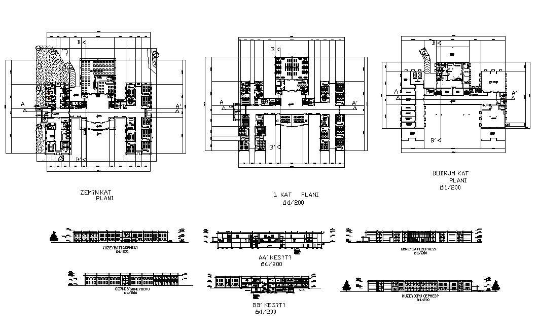 Primary school all sided elevation, section and floor plan cad drawing ... Primary school all sided elevation, section and floor plan cad drawing ...
